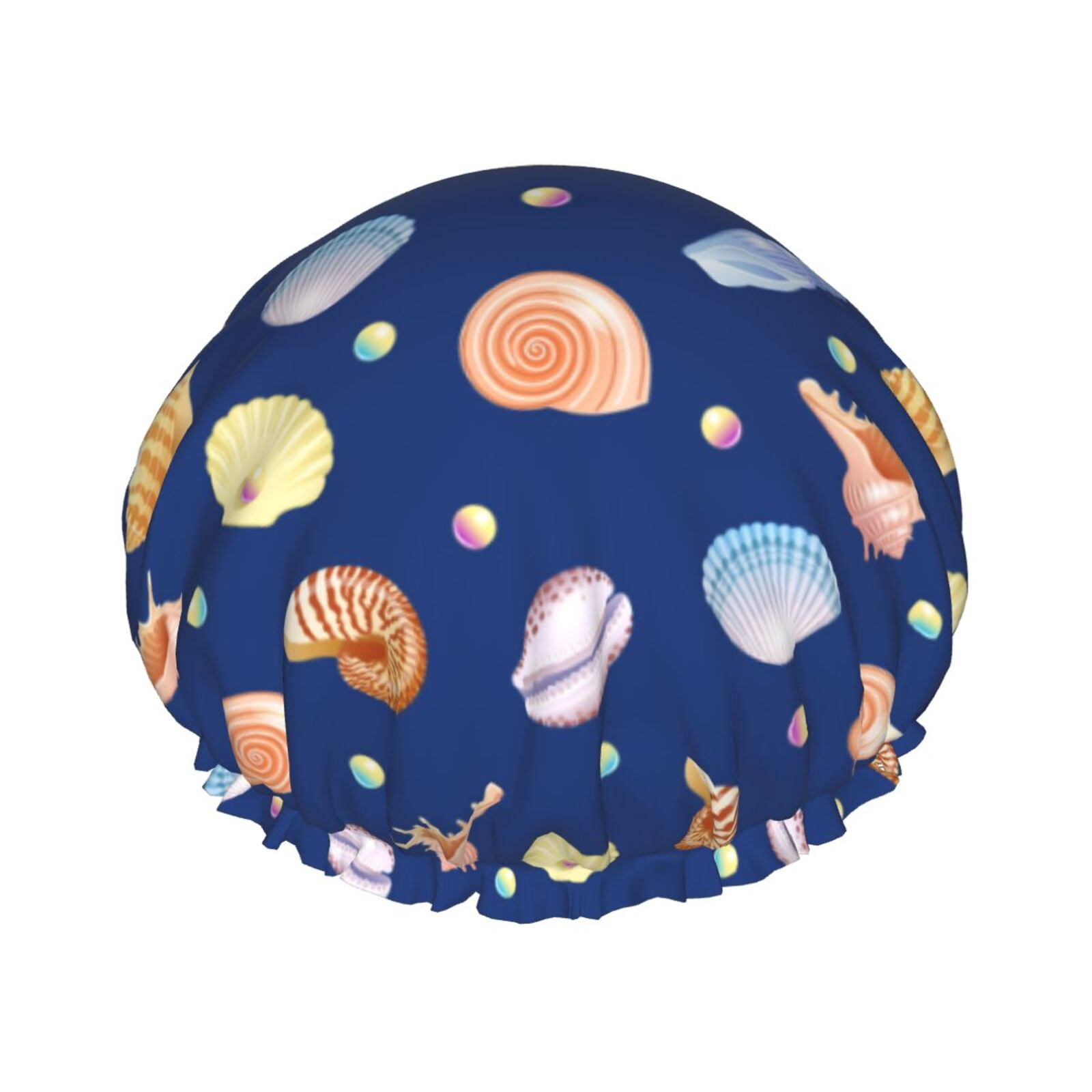 Shell Conch Blue Shower Cap, Reusable Bath Hair Hat for all Hair ...