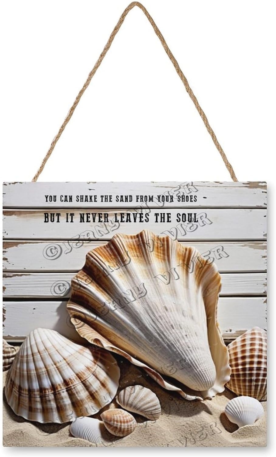 Shell, Conch Wooden Sign Ocean Beach Bathroom Wall Decors MDF Hanging ...