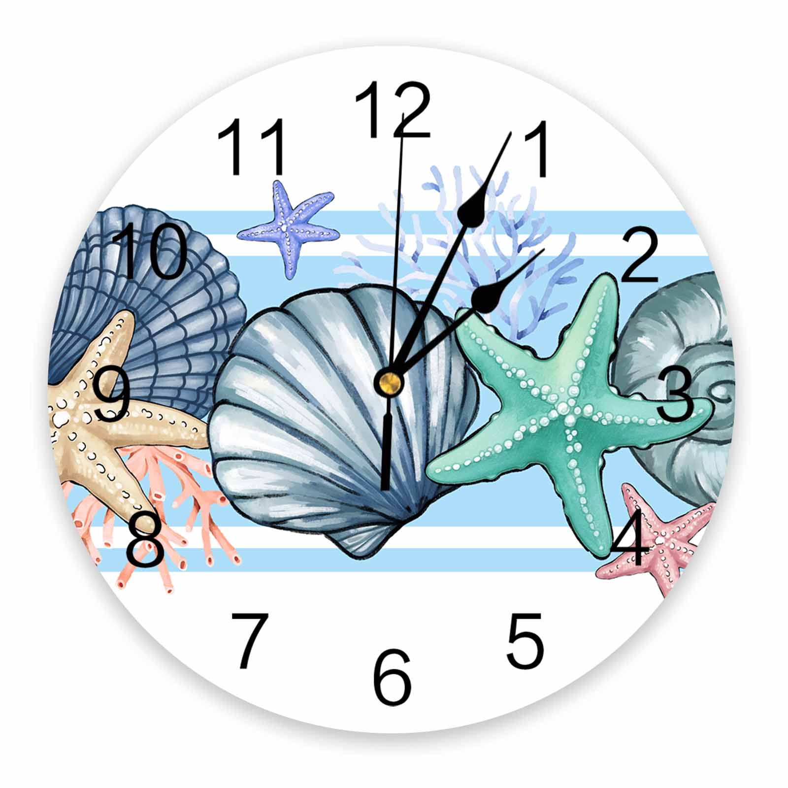 Shell Coral Star PVC Wall Clock Bedroom ration Wall Clock Modern Design ...