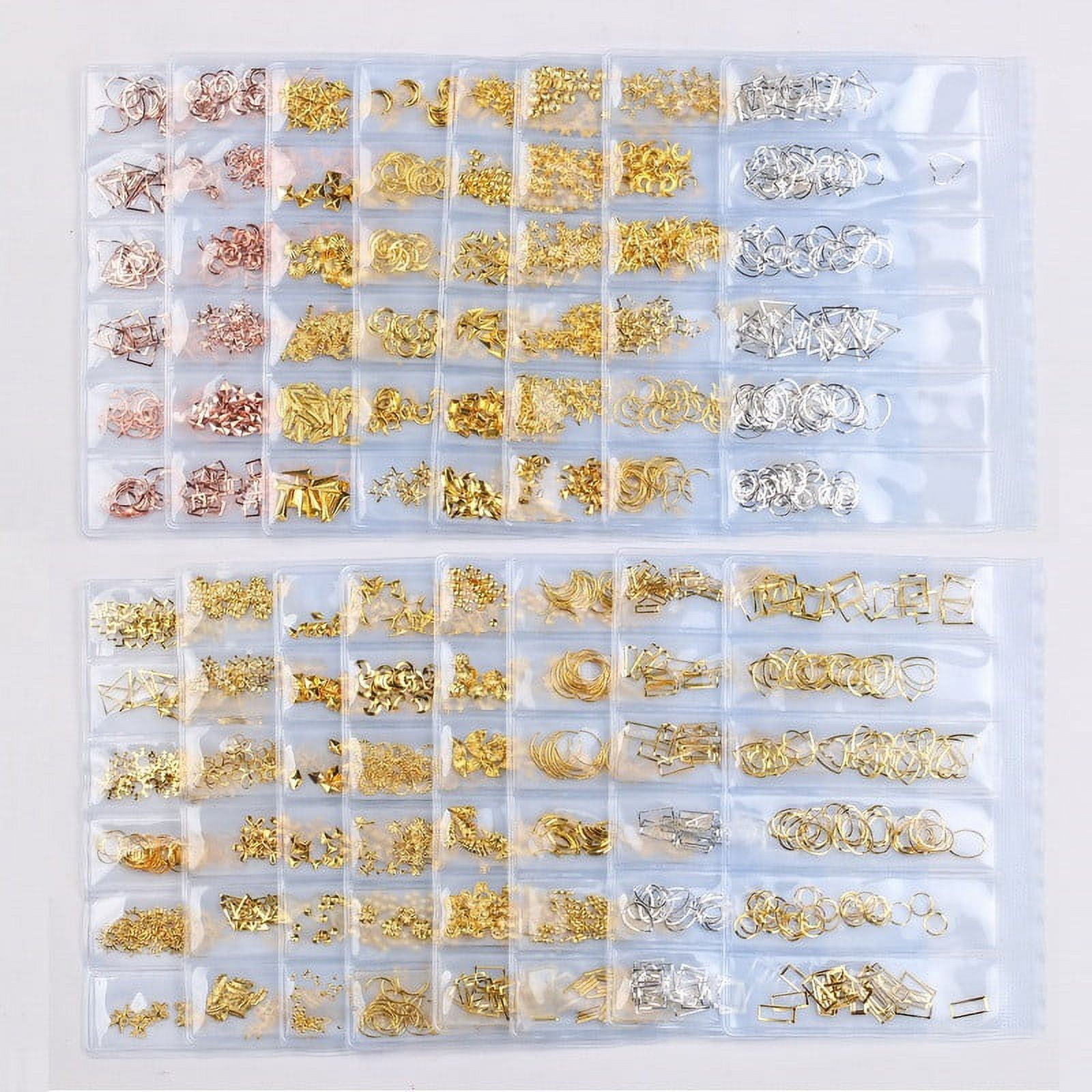 Shell Curved Stick Round Hollow Gold and Silver Rivet Nail Patch ...