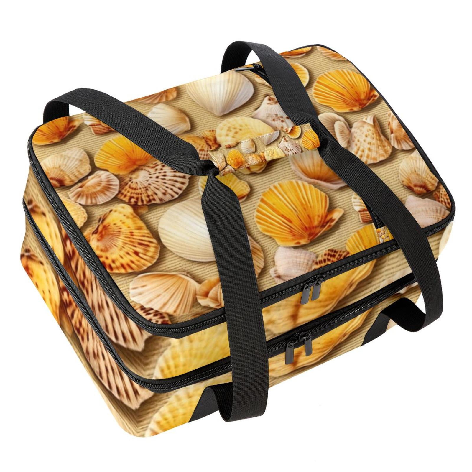 Shell Double Layered Insulated Lunch Bag with Two Compartments, Large ...