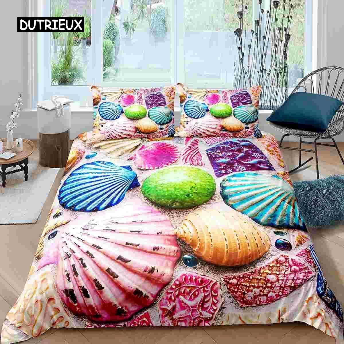 Shell Duvet Cover Hawaii Tropical Landscape Shell Bedding Set ...