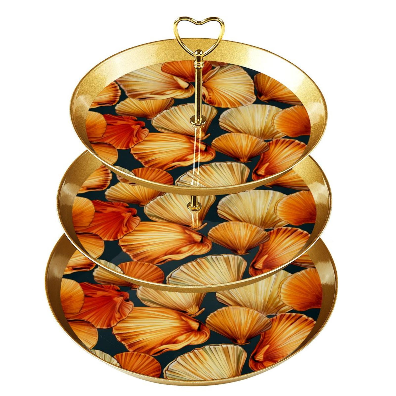 Shell Elegant Plastic Discs Cupcake Stand with Iron Pillars - 3 Tier ...