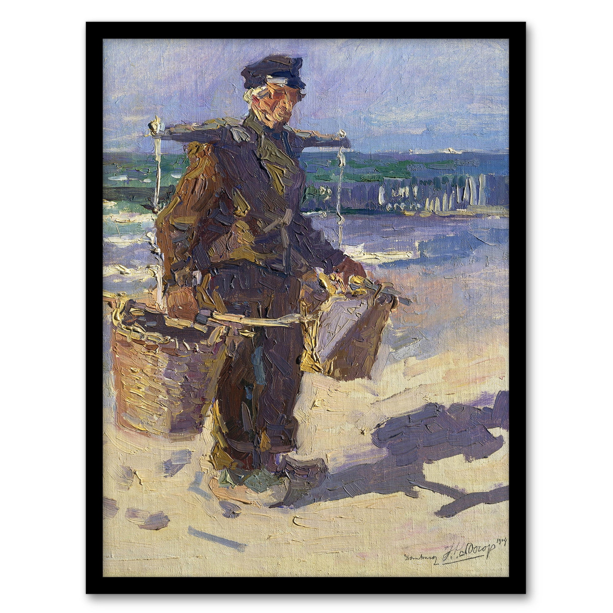 Shell Fisherman Portrait Painting Vintage Framed Wall Art Print Toorop ...