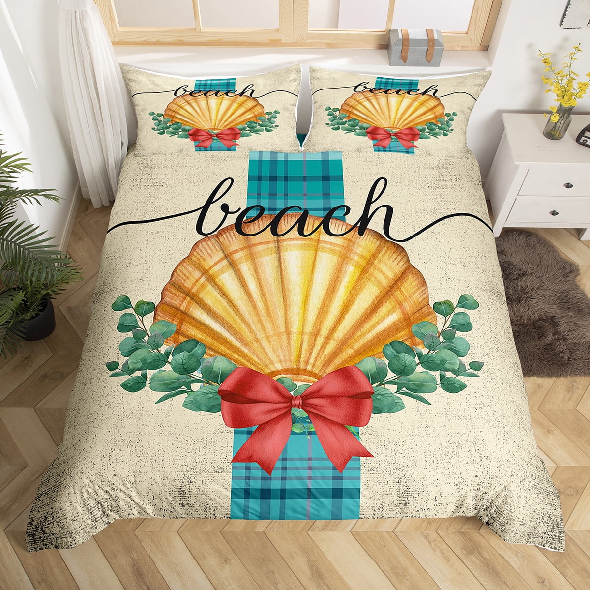 Shell Full Bedding Set ,Ocean Comforter Cover Tropical Hawaii Beach ...