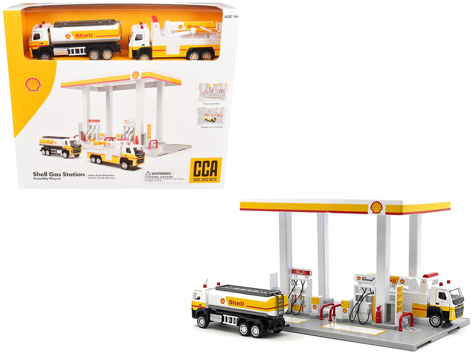 Shell Gas Station Playset with Volvo Oil Tanker and Volvo Tow Truck ...