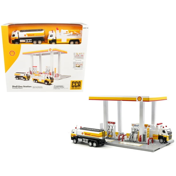 Shell Gas Station Playset with Volvo Oil Tanker and Volvo Tow Truck ...