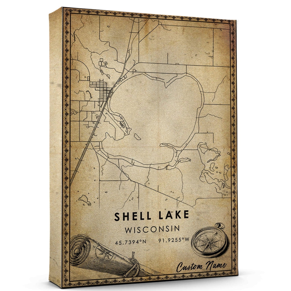 Shell Lake Map Poster, Wisconsin Map Art Poster, Canvas, Shell Lake Map ...