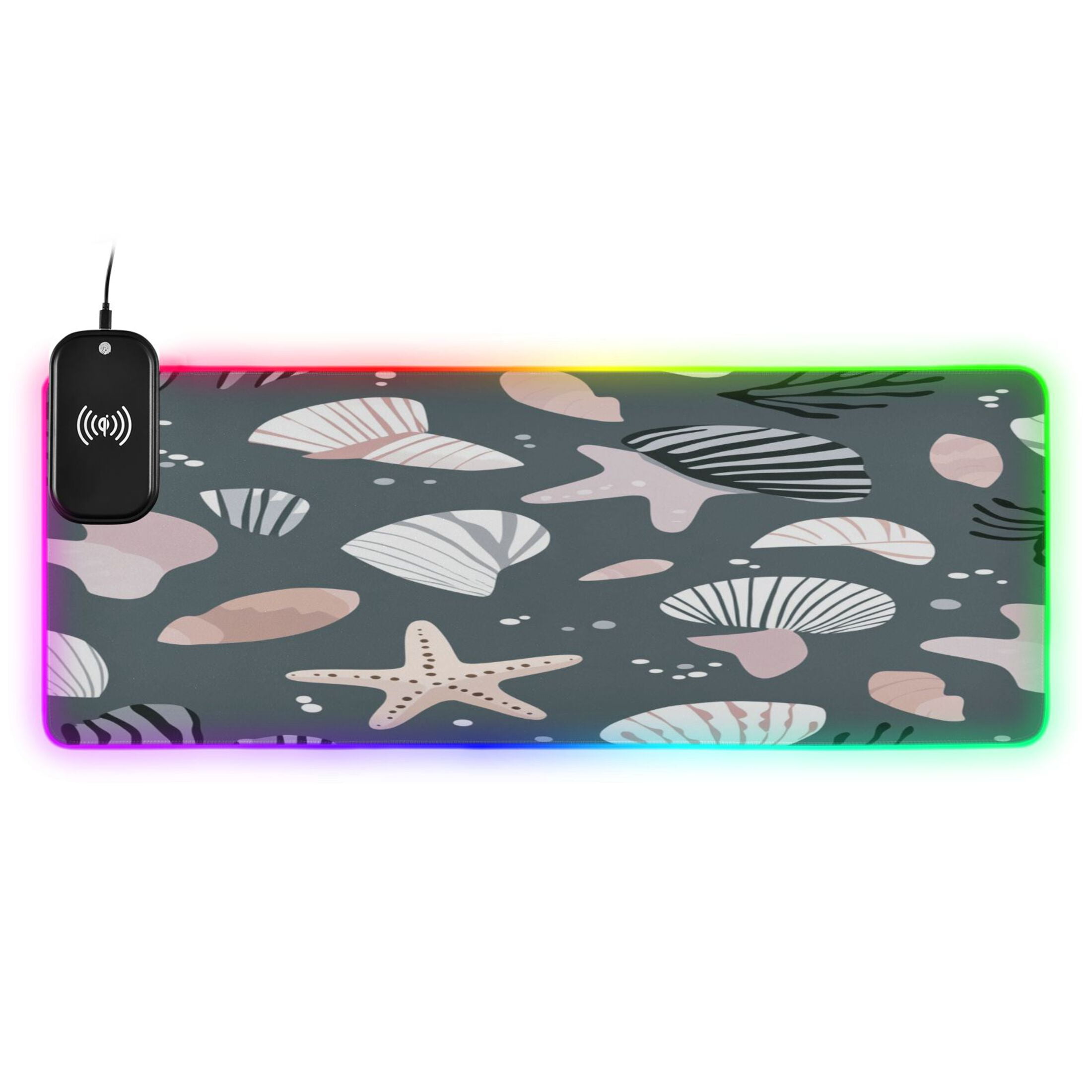 Shell Large RGB Gaming Mouse Pad with Fast Wireless Charging, 35.4''x15 ...