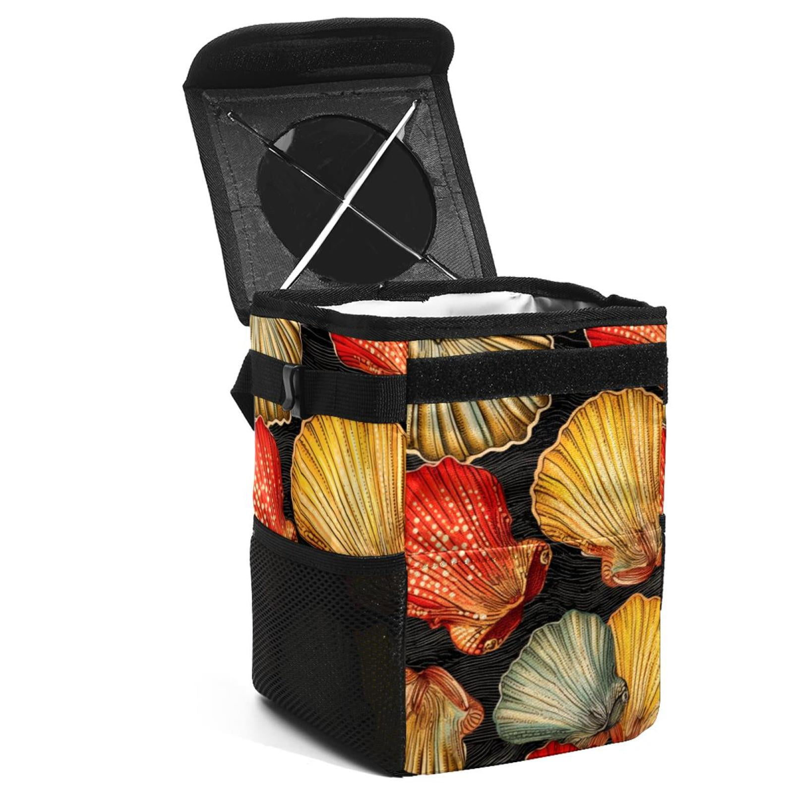 Shell Leak-Proof Foldable Car Garbage Can with Lid and Hanging Storage ...