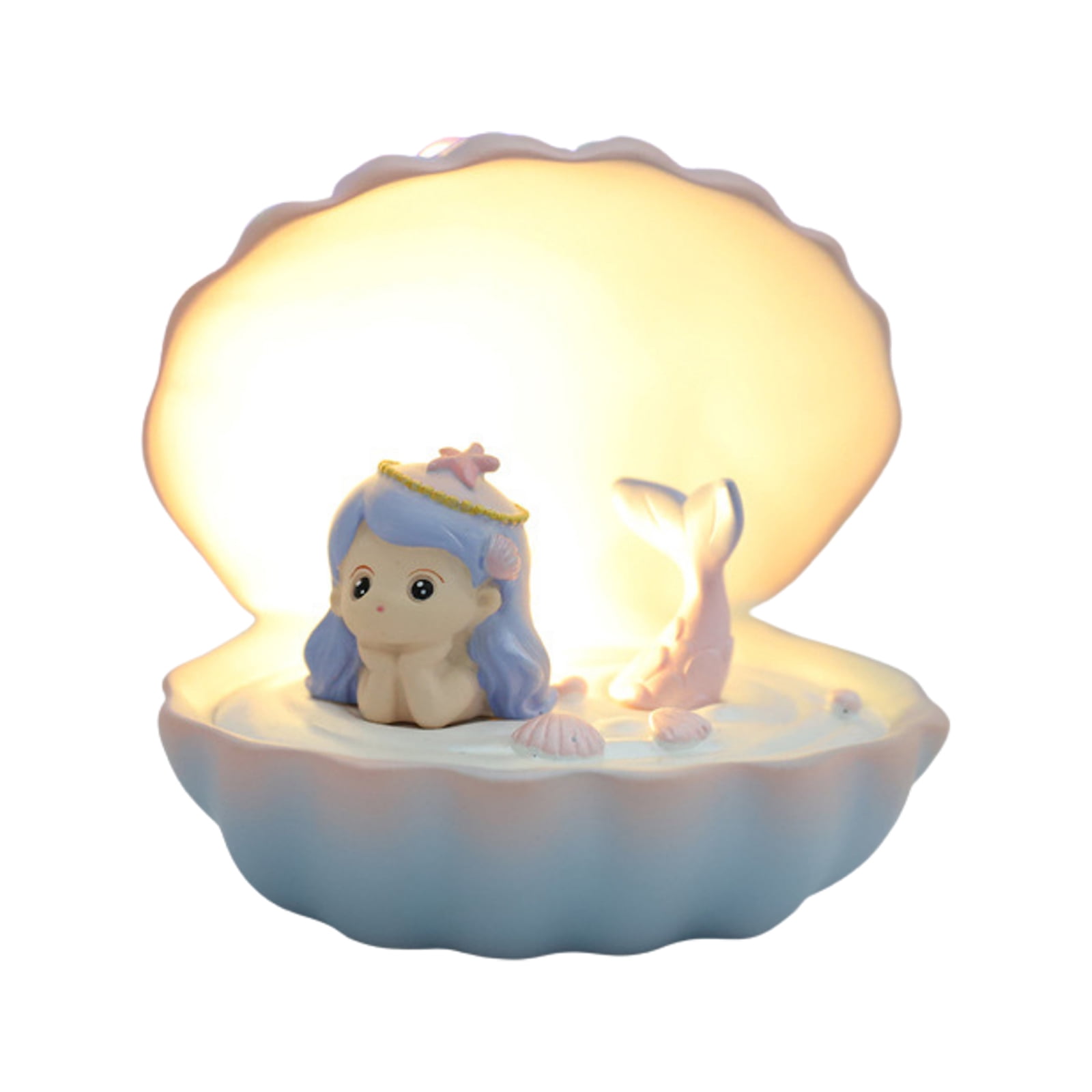 Shell Mermaid Star Light LED Desk Lamp Sea Princess Creative Decoration ...