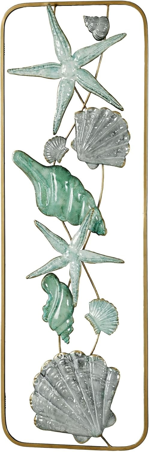 Shell Metal Wall Art Sculpture Panel | Hanging Coastal Openwork Wall ...
