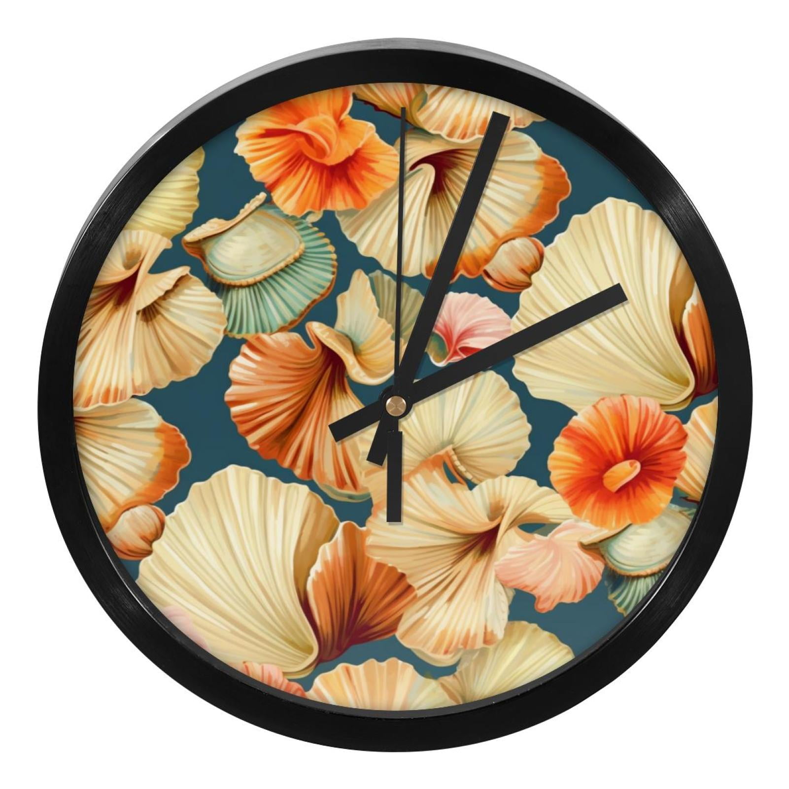 Shell Modern 9.8 Inch Wall Clock, Silent Non-Ticking Round Digital ...
