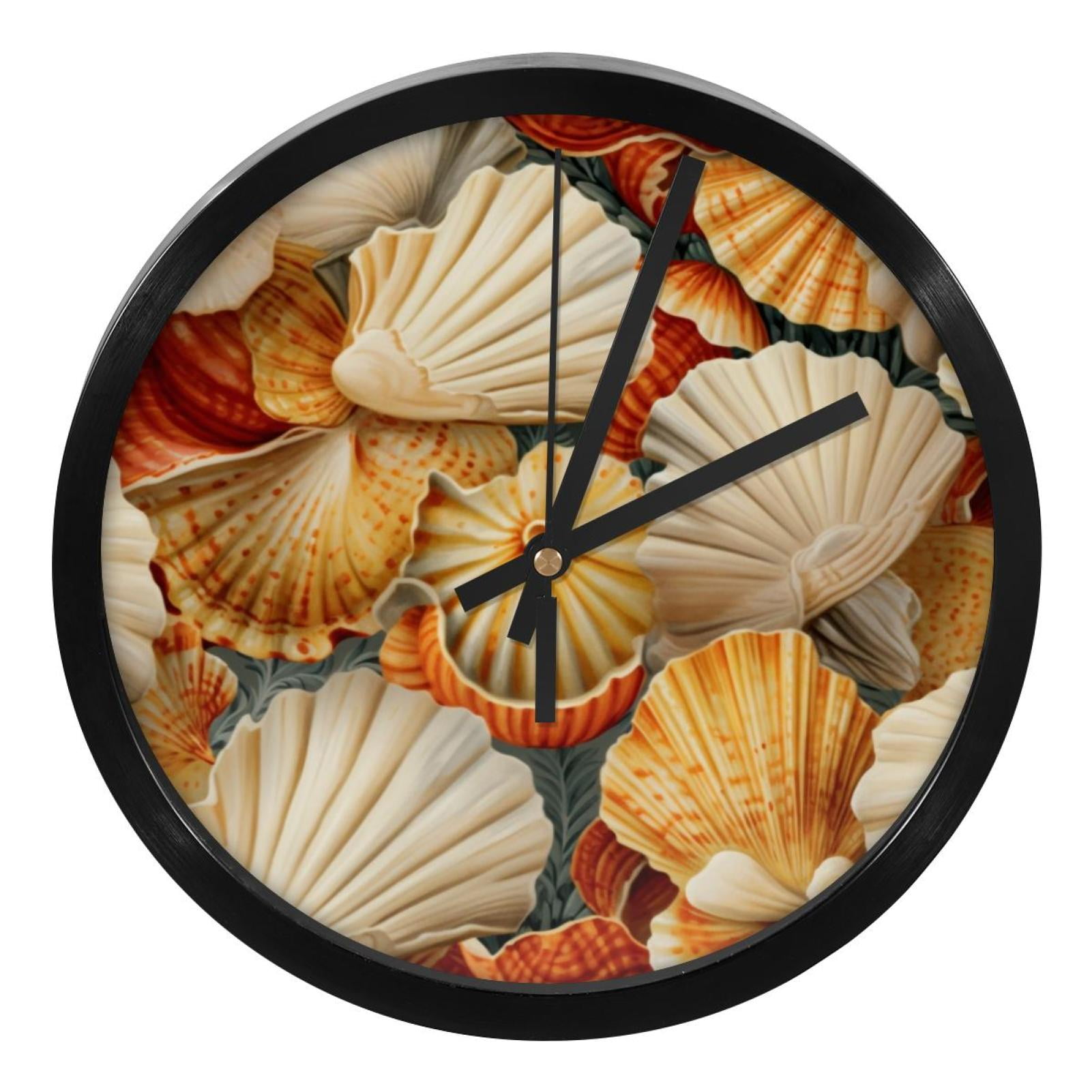 Shell Modern 9.8 Inch Wall Clock, Silent Non-Ticking Round Digital ...