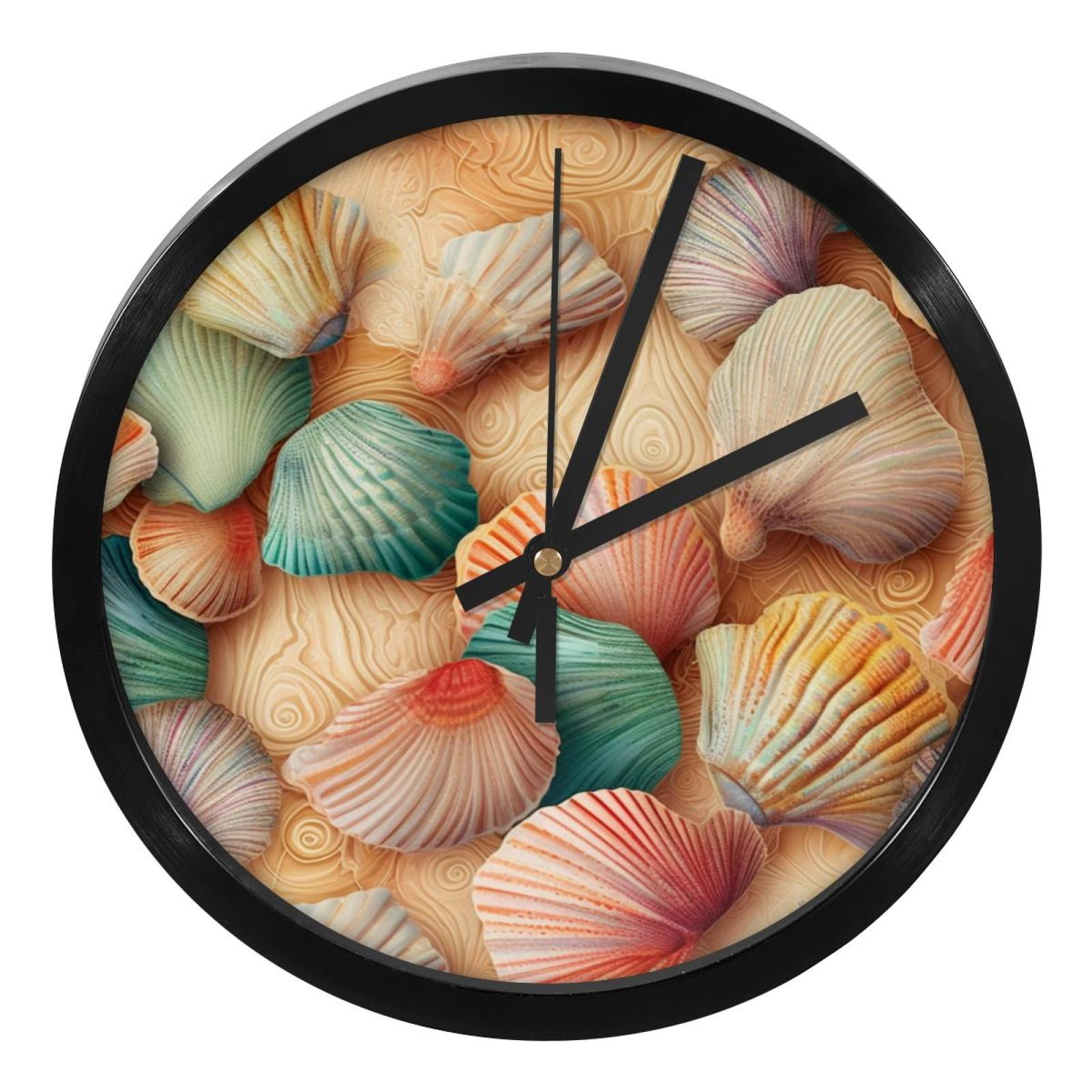 Shell Modern Wall Clock, 9.8 Inches, Silent Non-Ticking Round Digital ...