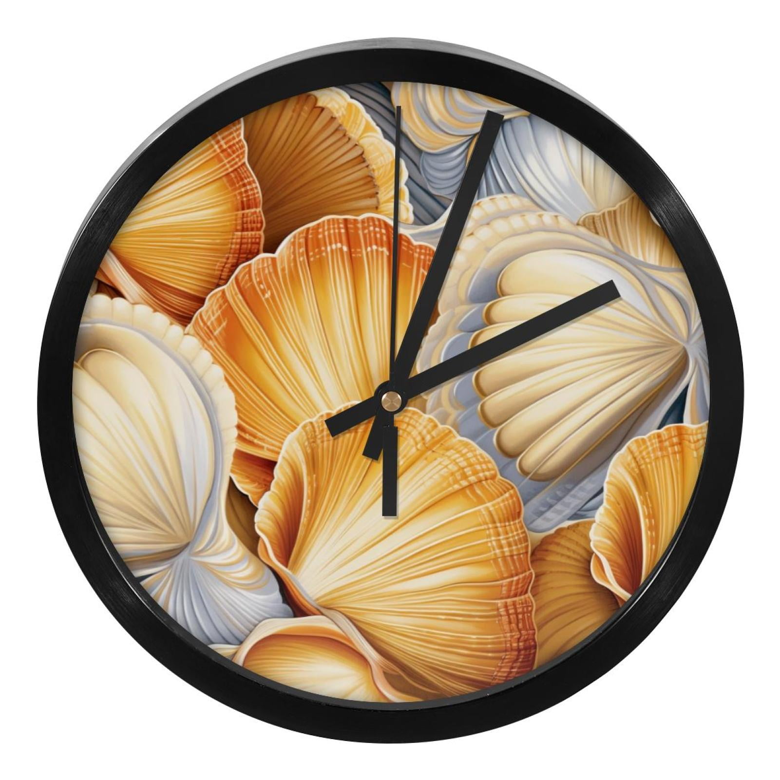 Shell Modern Wall Clock, 9.8 Inches, Silent Non-Ticking Round Digital ...