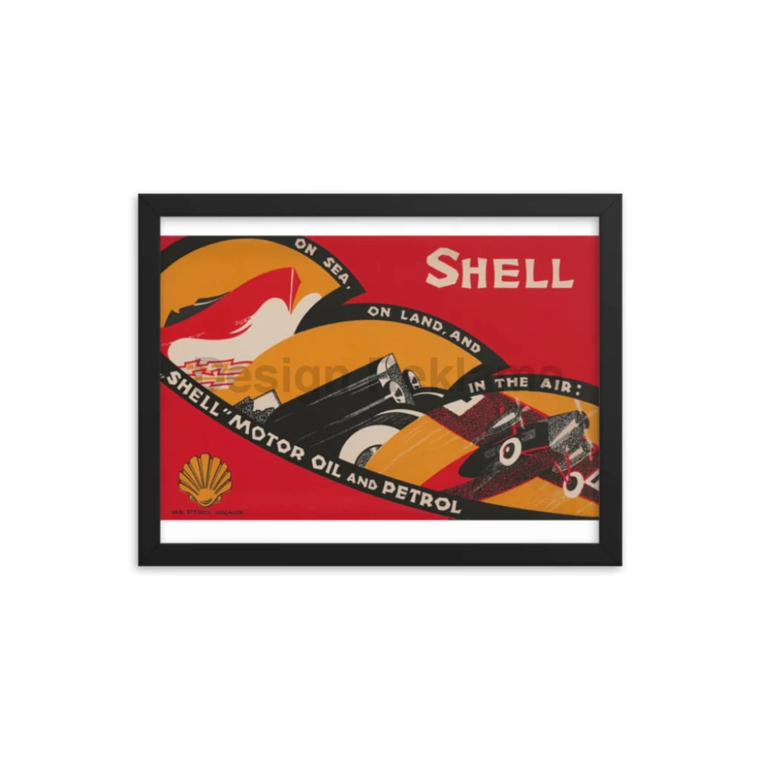 Shell Motor Oil and Petrol, circa 1933. Framed Vintage Travel Poster ...