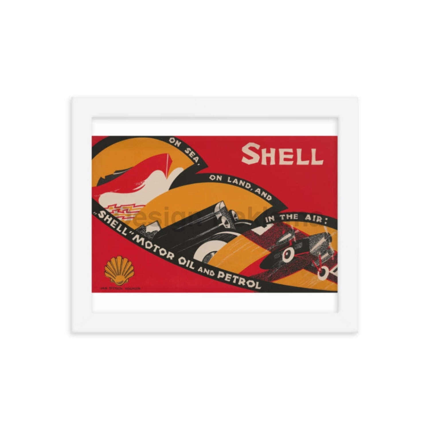 Shell Motor Oil and Petrol, circa 1933. Framed Vintage Travel Poster ...