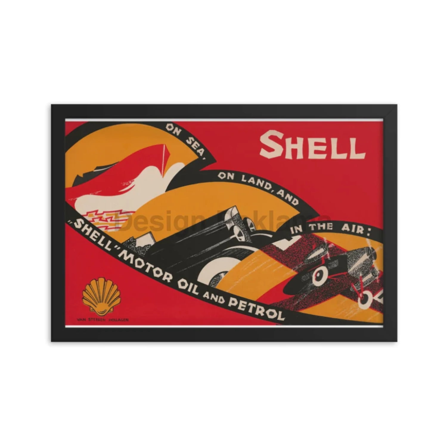 Shell Motor Oil and Petrol, circa 1933. Framed Vintage Travel Poster ...