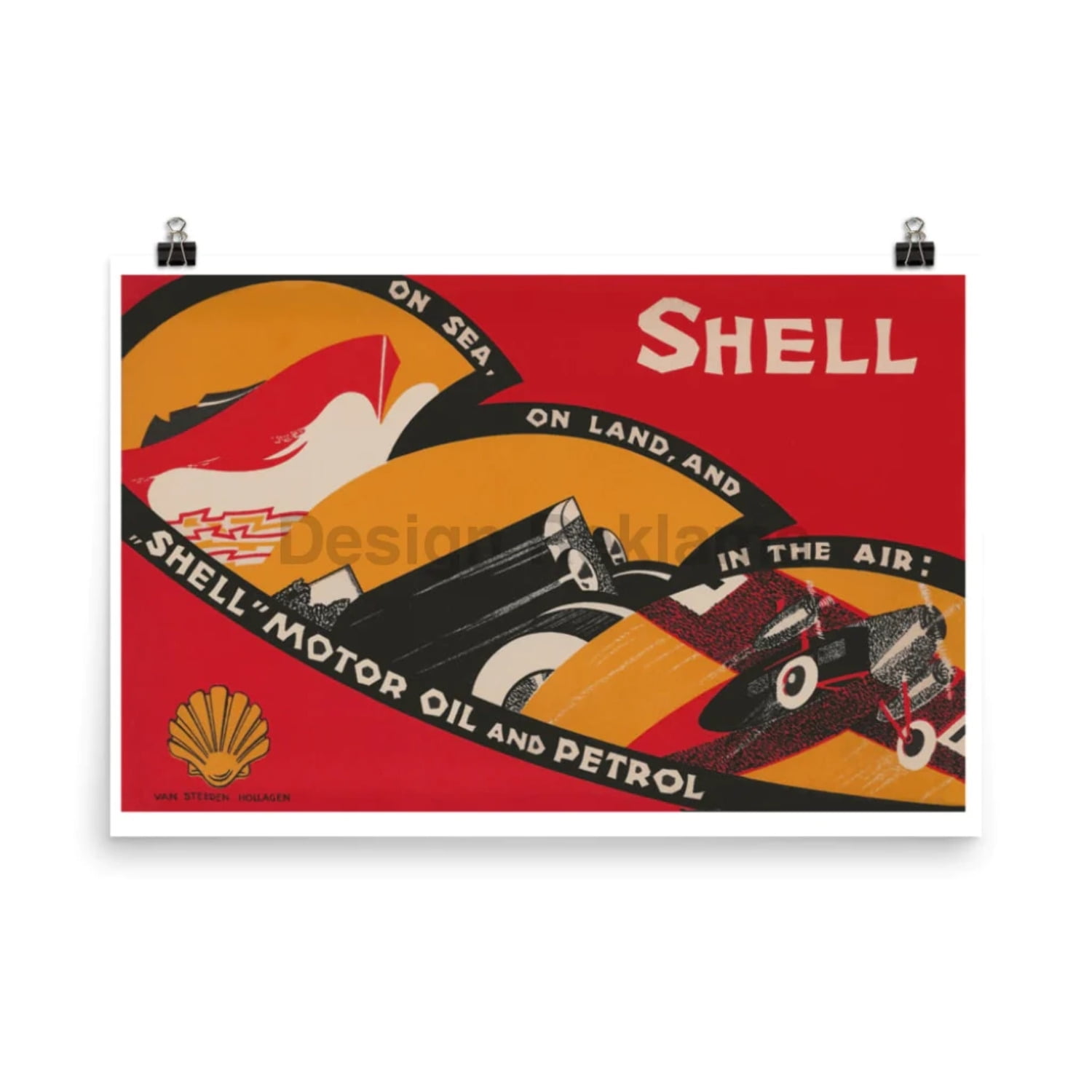 Shell Motor Oil and Petrol, circa 1933. Unframed Vintage Travel Poster ...
