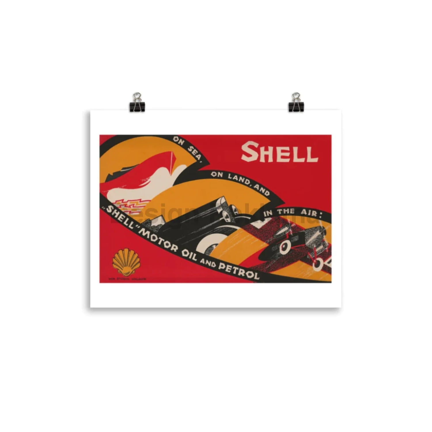 Shell Motor Oil and Petrol, circa 1933. Unframed Vintage Travel Poster ...