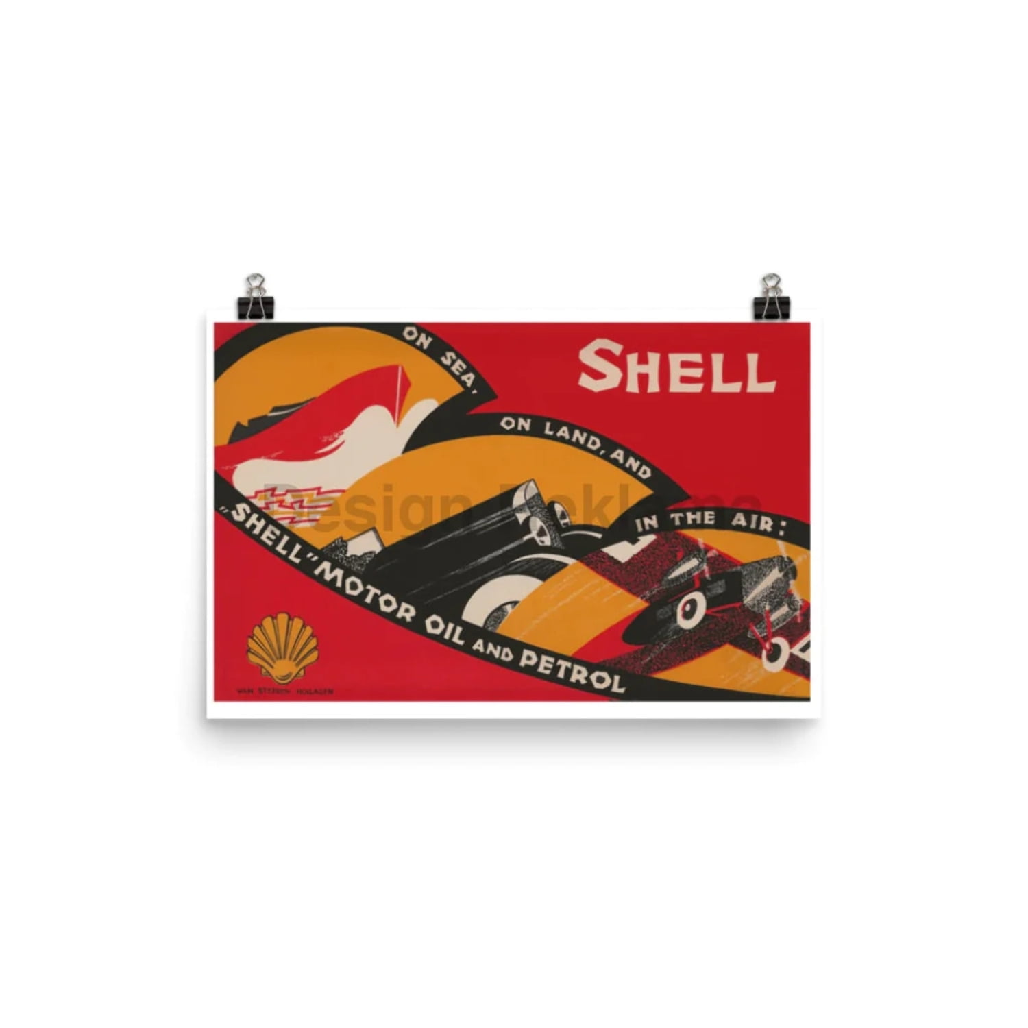 Shell Motor Oil and Petrol, circa 1933. Unframed Vintage Travel Poster ...