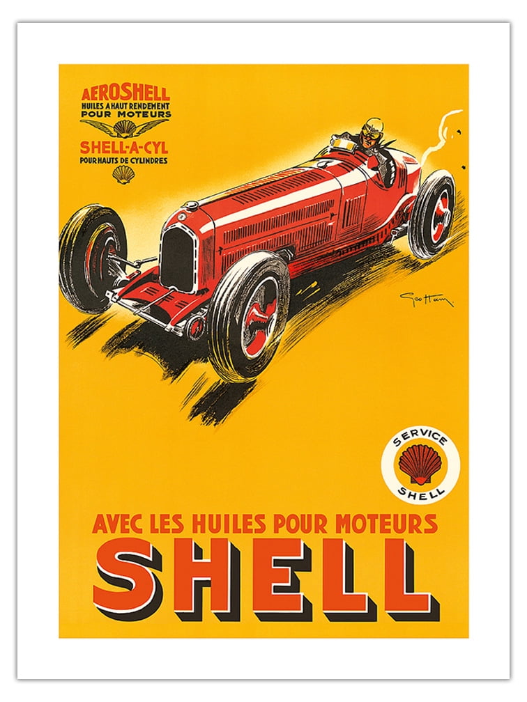 Shell Motor Oils - Racing Cars - Vintage Car Racing Poster by Géo Ham ...