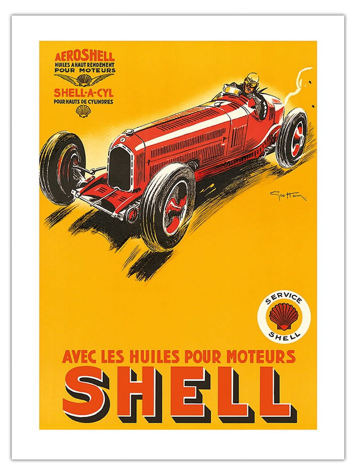 Shell Motor Oils - Racing Cars - Vintage Car Racing Poster by Géo Ham ...