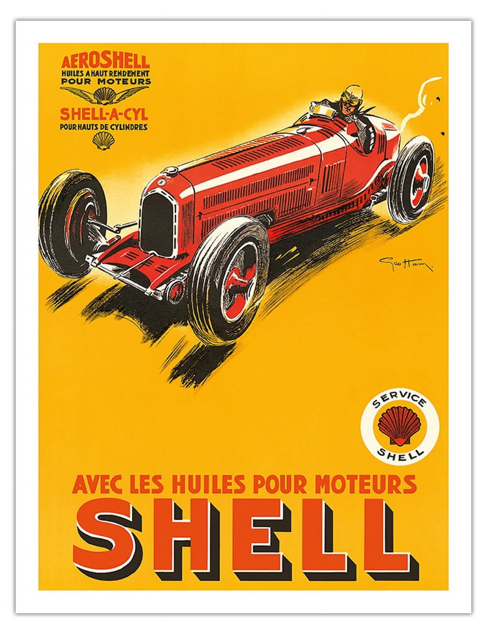 Shell Motor Oils - Racing Cars - Vintage Car Racing Poster by Géo Ham ...
