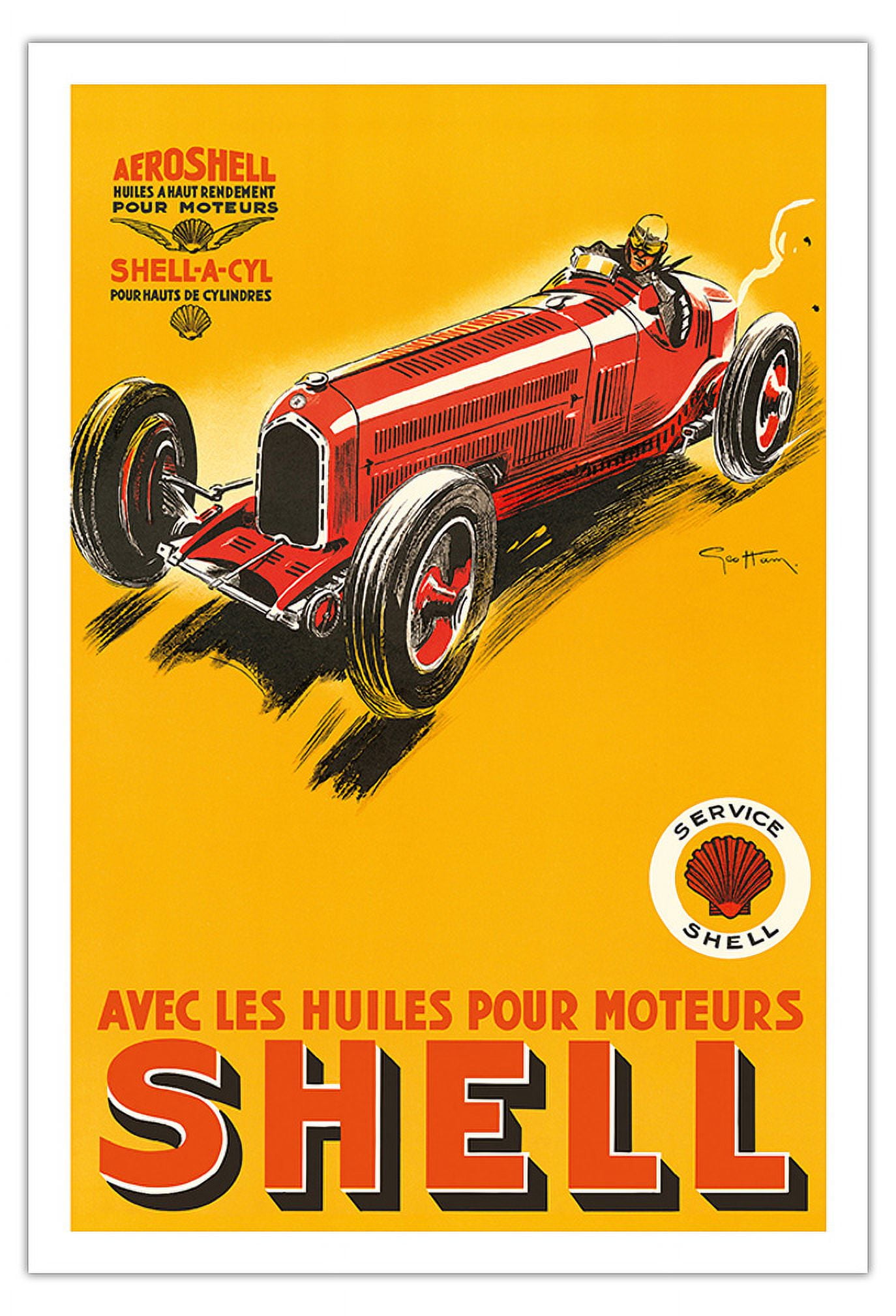 Shell Motor Oils - Racing Cars - Vintage Car Racing Poster by Géo Ham ...