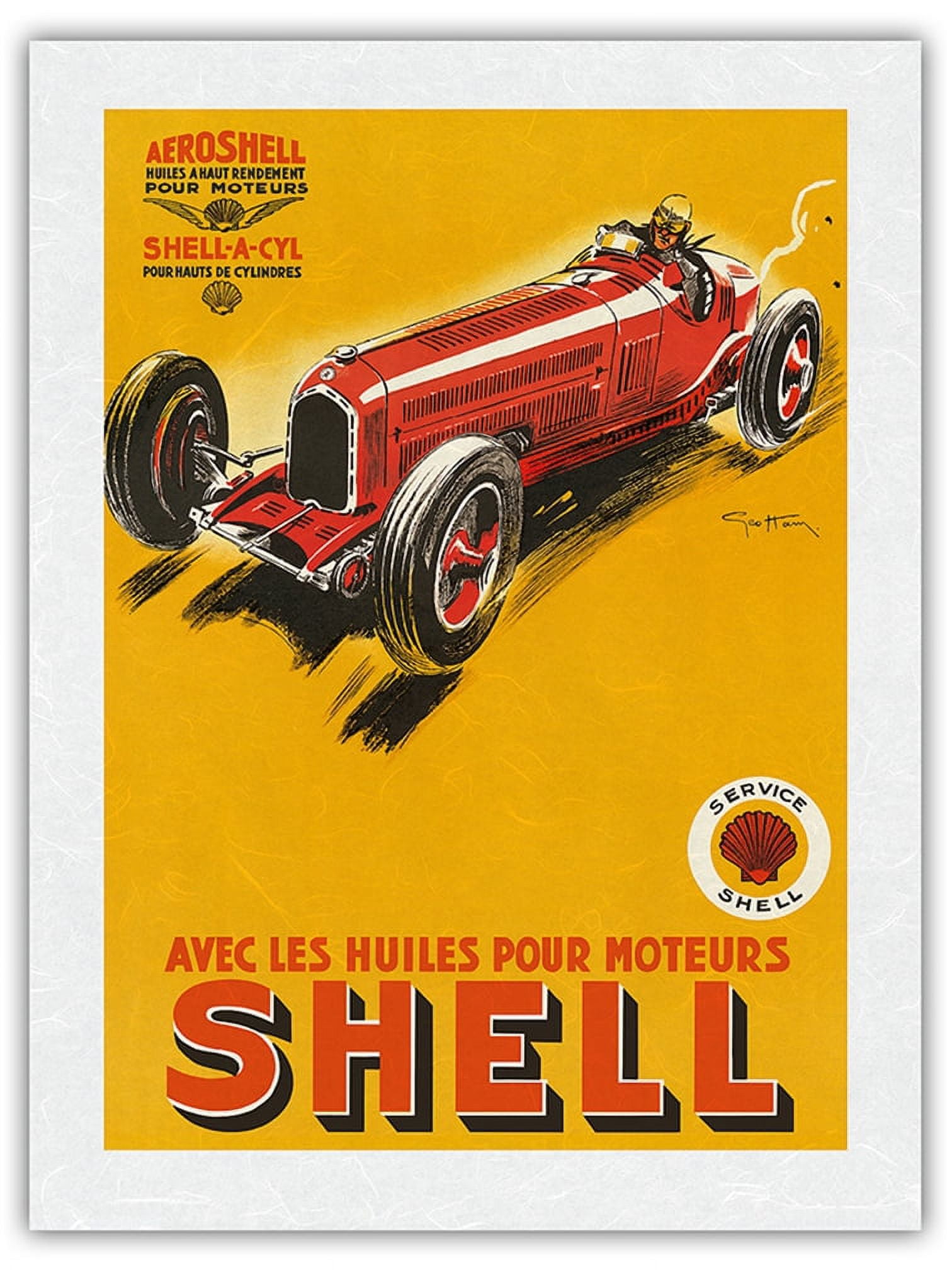 Shell Motor Oils - Racing Cars - Vintage Car Racing Poster by Géo Ham ...