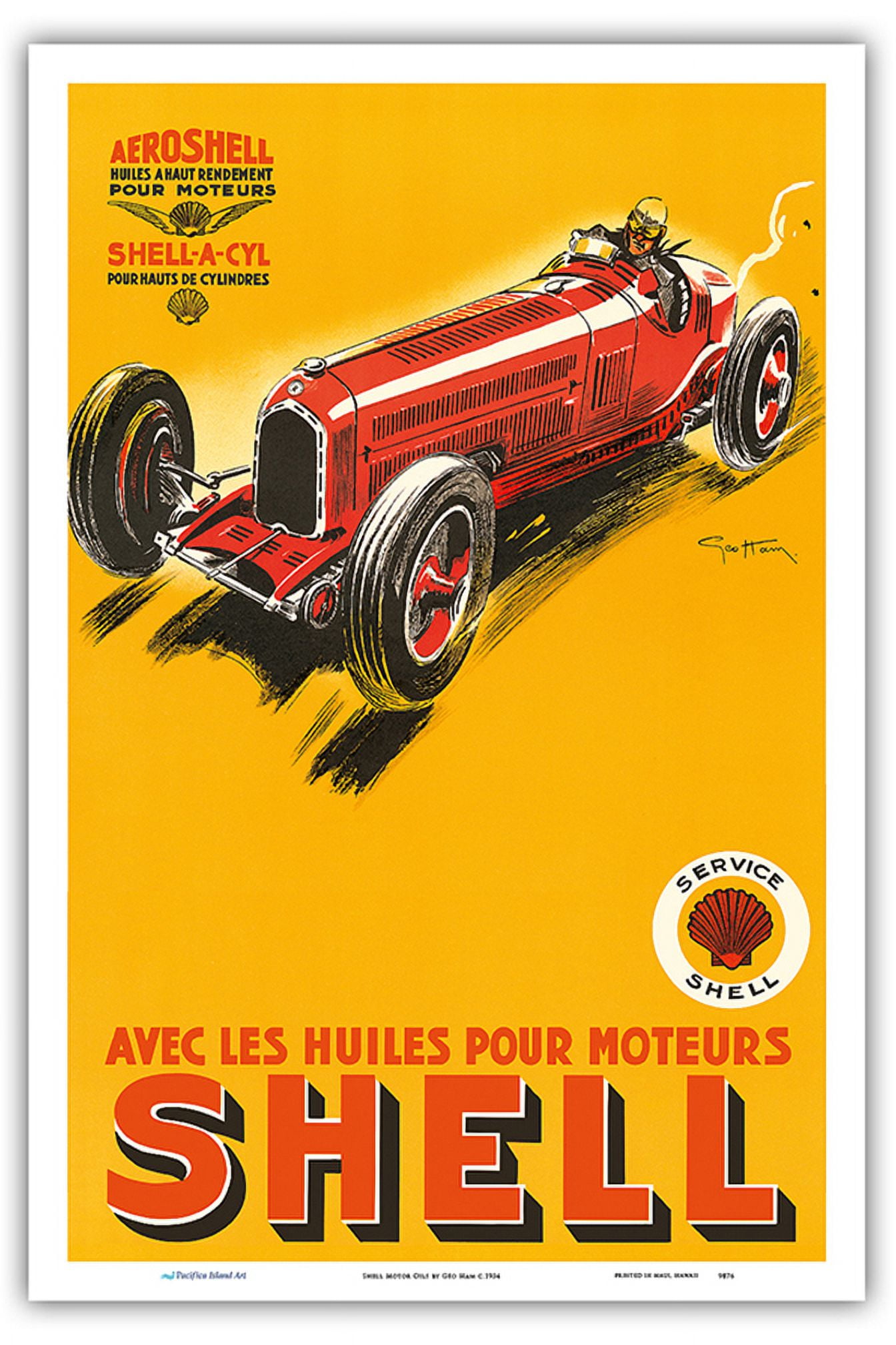 Shell Motor Oils - Racing Cars - Vintage Car Racing Poster by Géo Ham ...