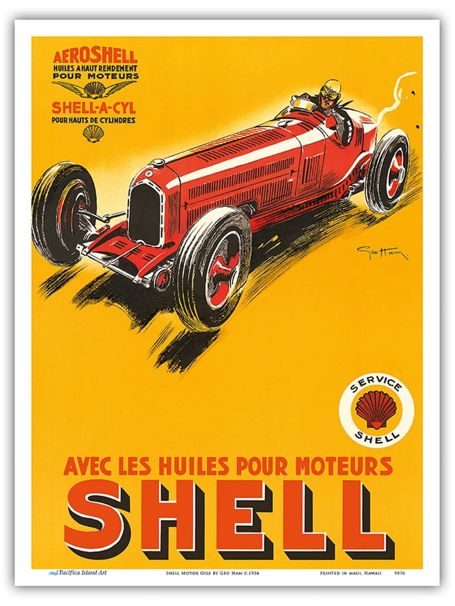 Shell Motor Oils - Racing Cars - Vintage Car Racing Poster by Géo Ham ...