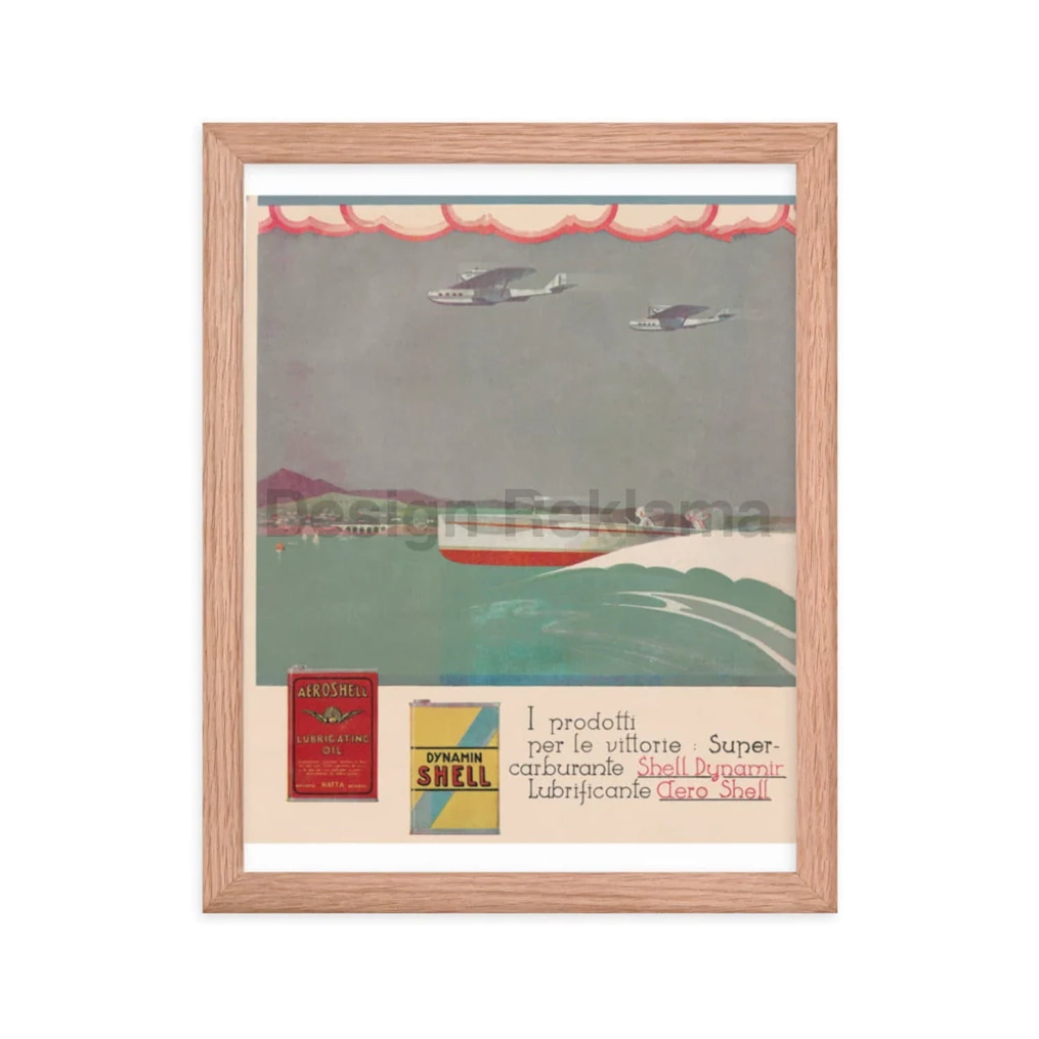 Shell Oil and Gas Products for Boats, Italy, circa 1935. Framed Vintage ...