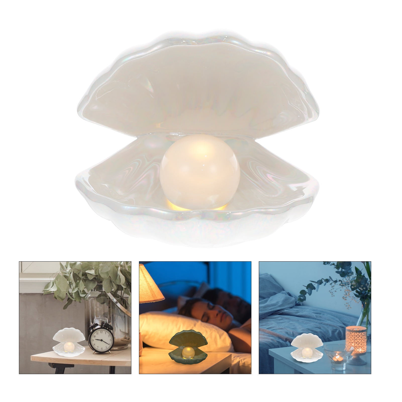 Shell Lamp European Style Light Ceramic Figurine Tabletop Ocean Lamp ...