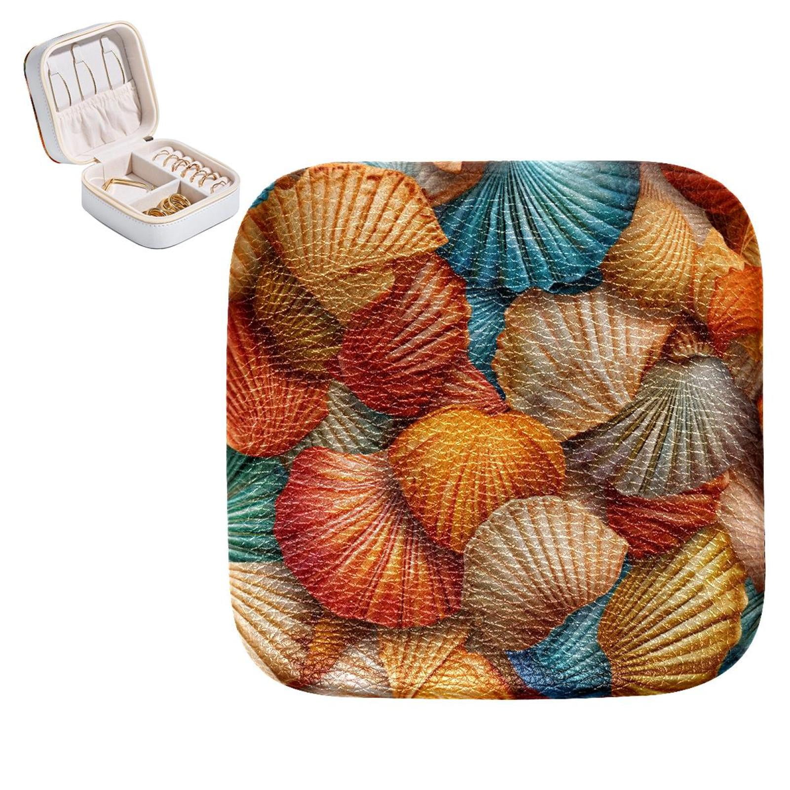 Shell Portable Square Jewelry Box Organizer for Rings, Bracelets ...