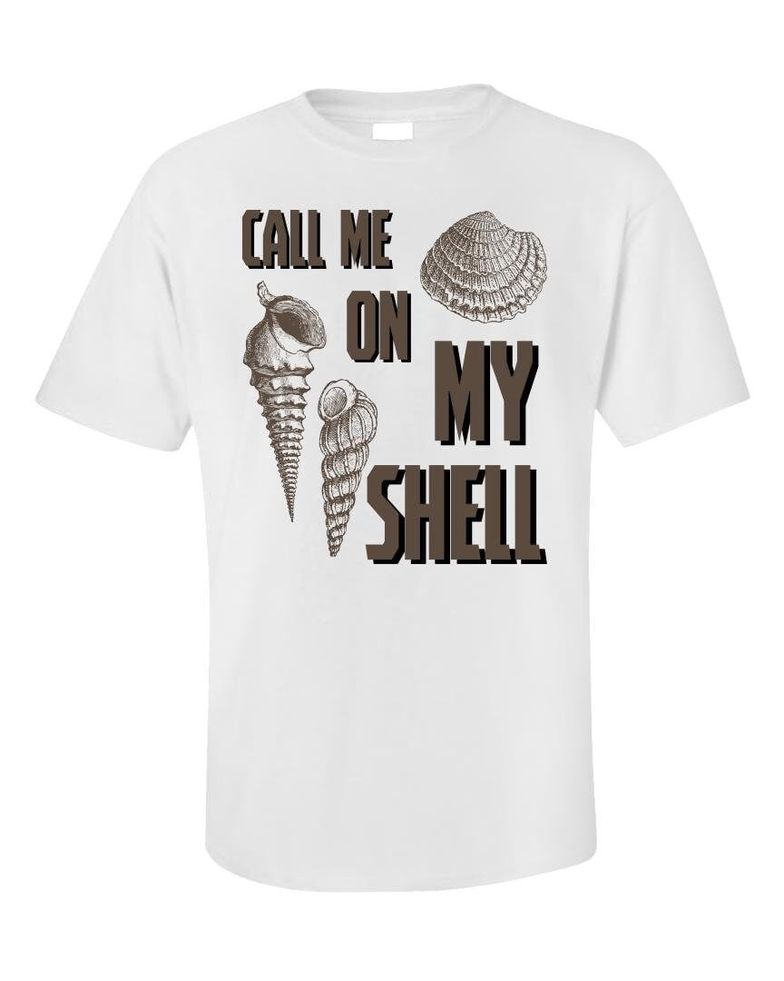 Shell Pun T-Shirt "Call me on my shell", Ocean Beach Tee, Vacation ...