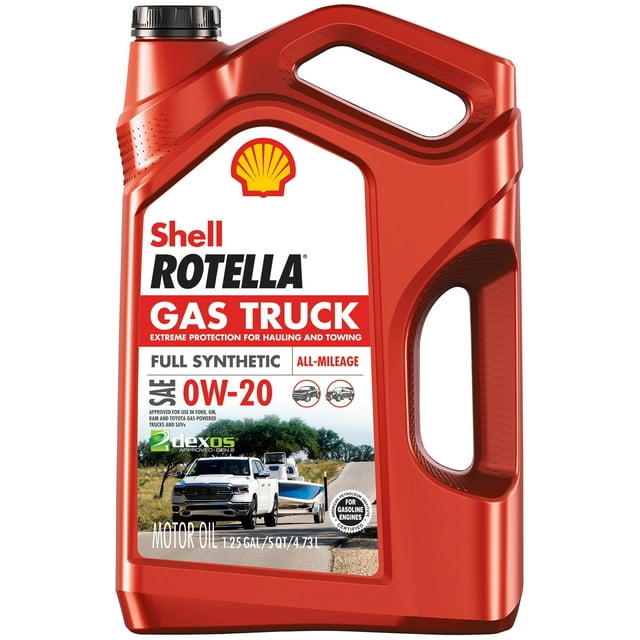 Shell Rotella Gas Truck Full Synthetic Motor Oil 0W-20, 5 Quart ...