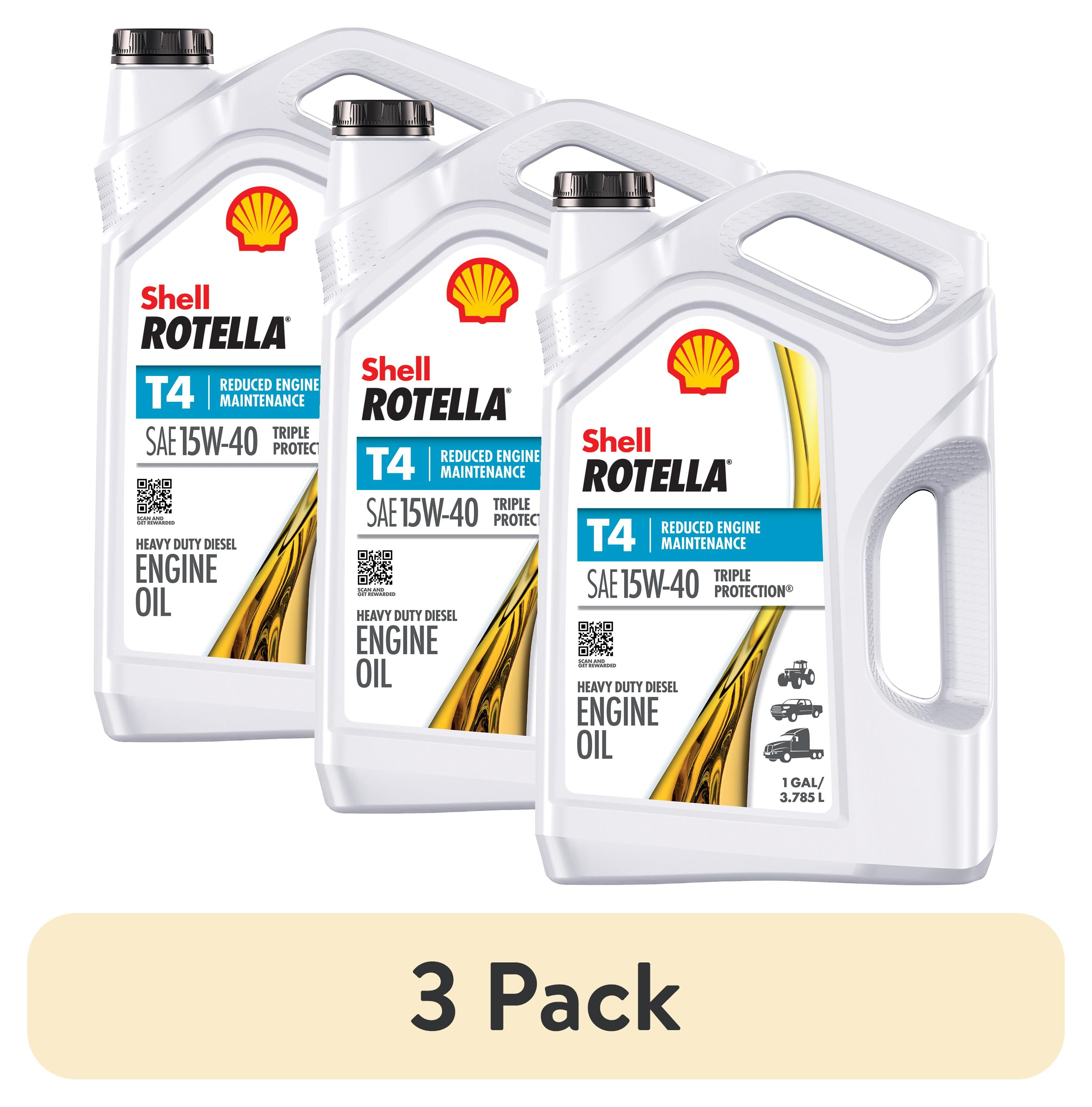 (3 pack) Shell Rotella T4 Triple Protection 15W-40 Diesel Engine Oil, 1 ...