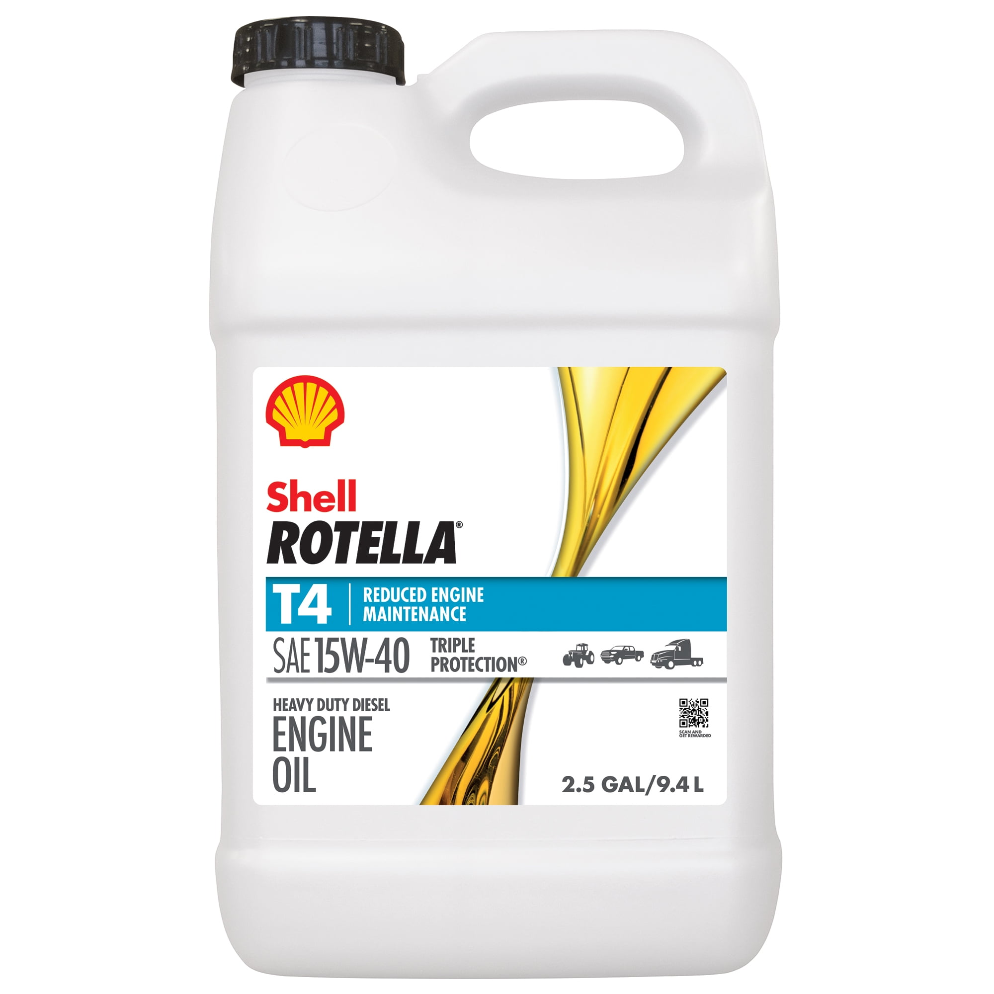 Shell Rotella T4 Triple Protection 15W-40 Diesel Motor Oil, 2.5 Gallon ...
