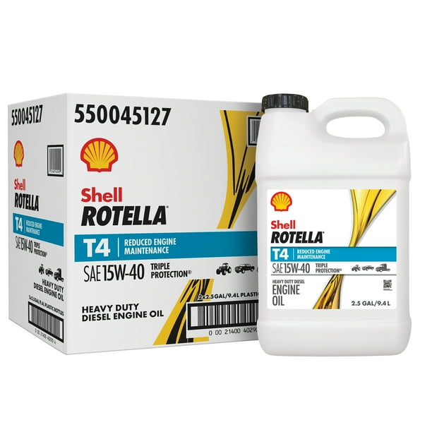 Shell Rotella T4 Triple Protection 15W-40 Diesel Engine Oil, 2.5 Gallon ...