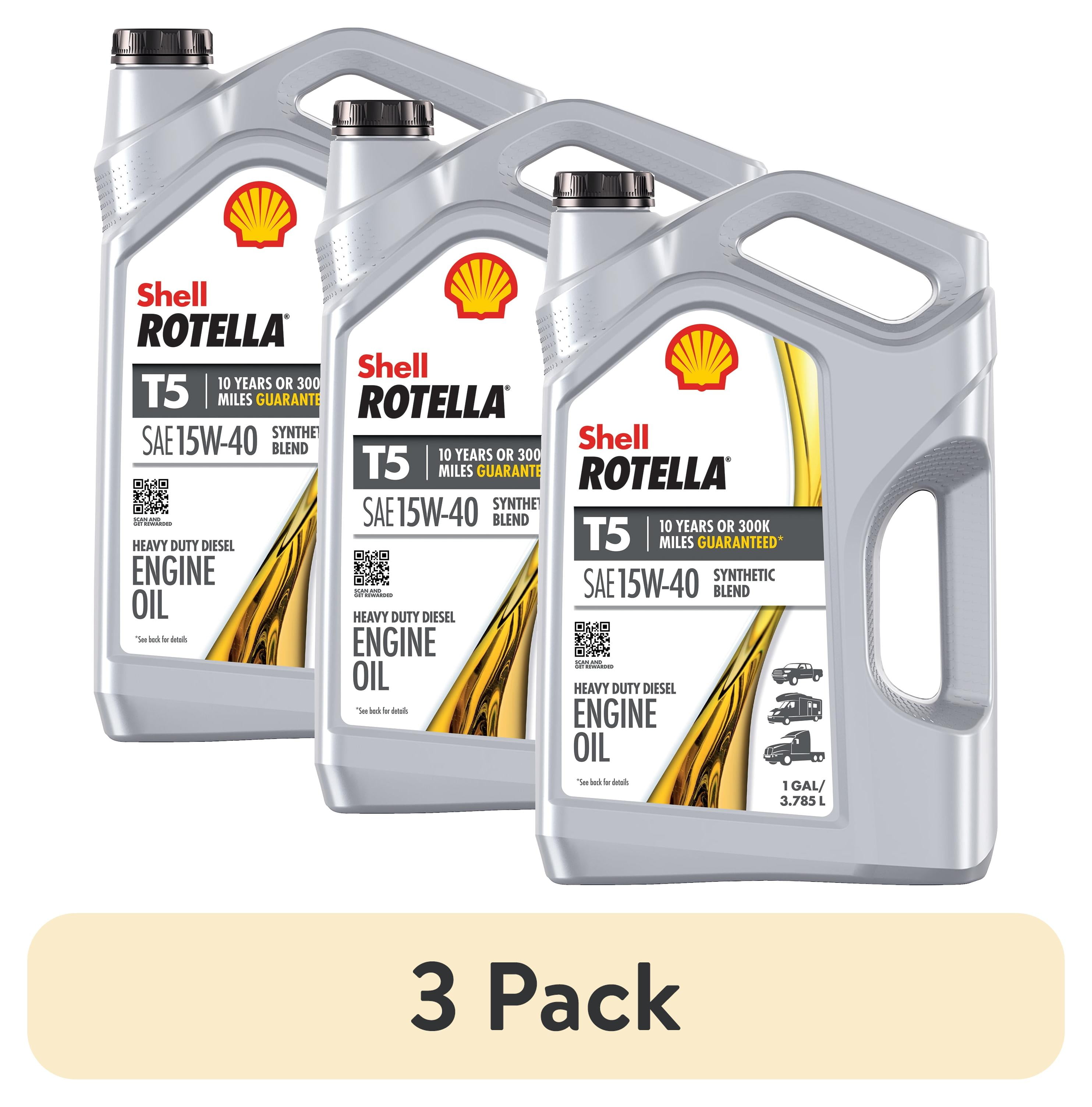 (3 pack) Shell Rotella T5 Synthetic Blend 15W-40 Diesel Engine Oil, 1 ...