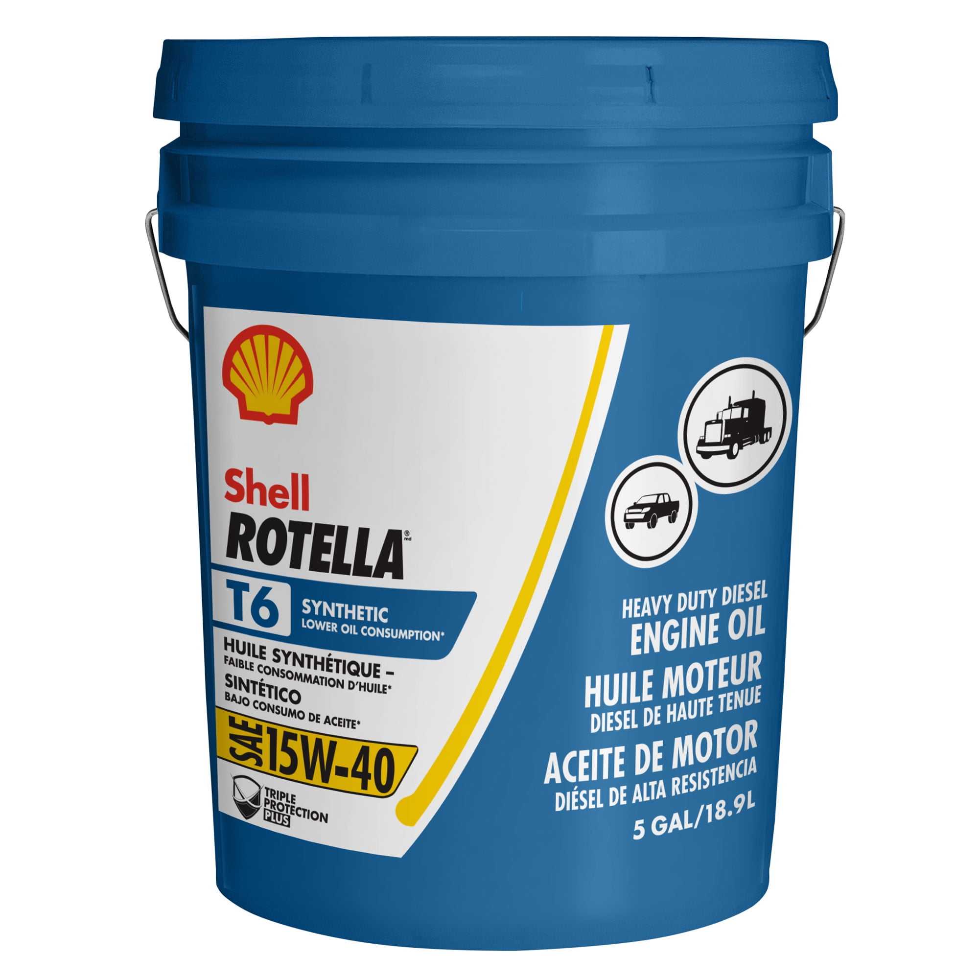 Shell Rotella T6 Full Synthetic 15W-40 Diesel Engine Oil, 5 Gallon ...