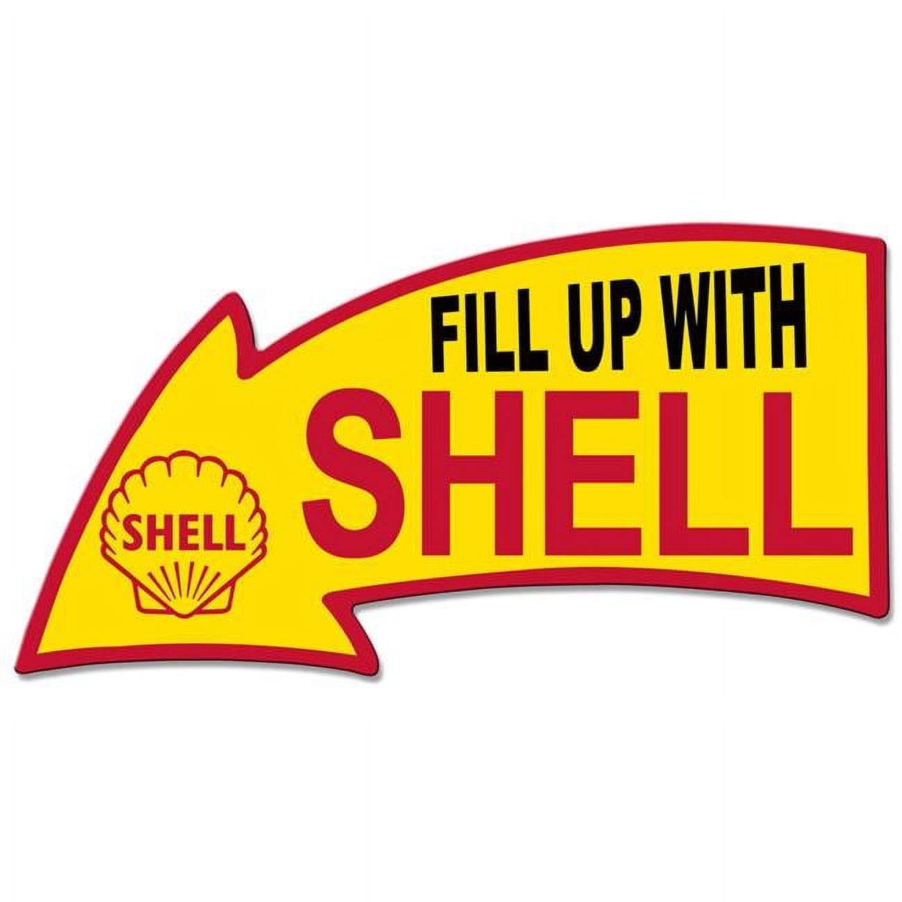 Shell SHL071 14 x 26 in. Fill Up With Shell Arrow Shape Plasma Metal ...
