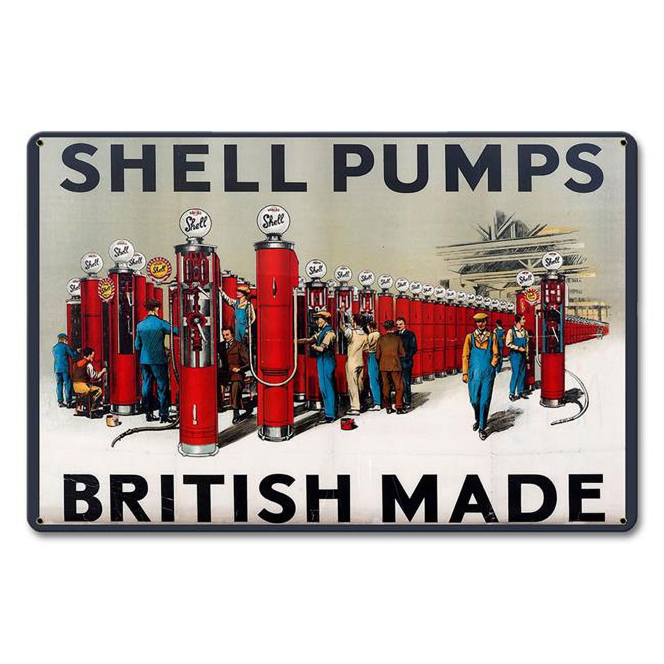 Shell SHL106 12 x 18 in. Shell British Pumps Satin Metal Sign - Walmart.com