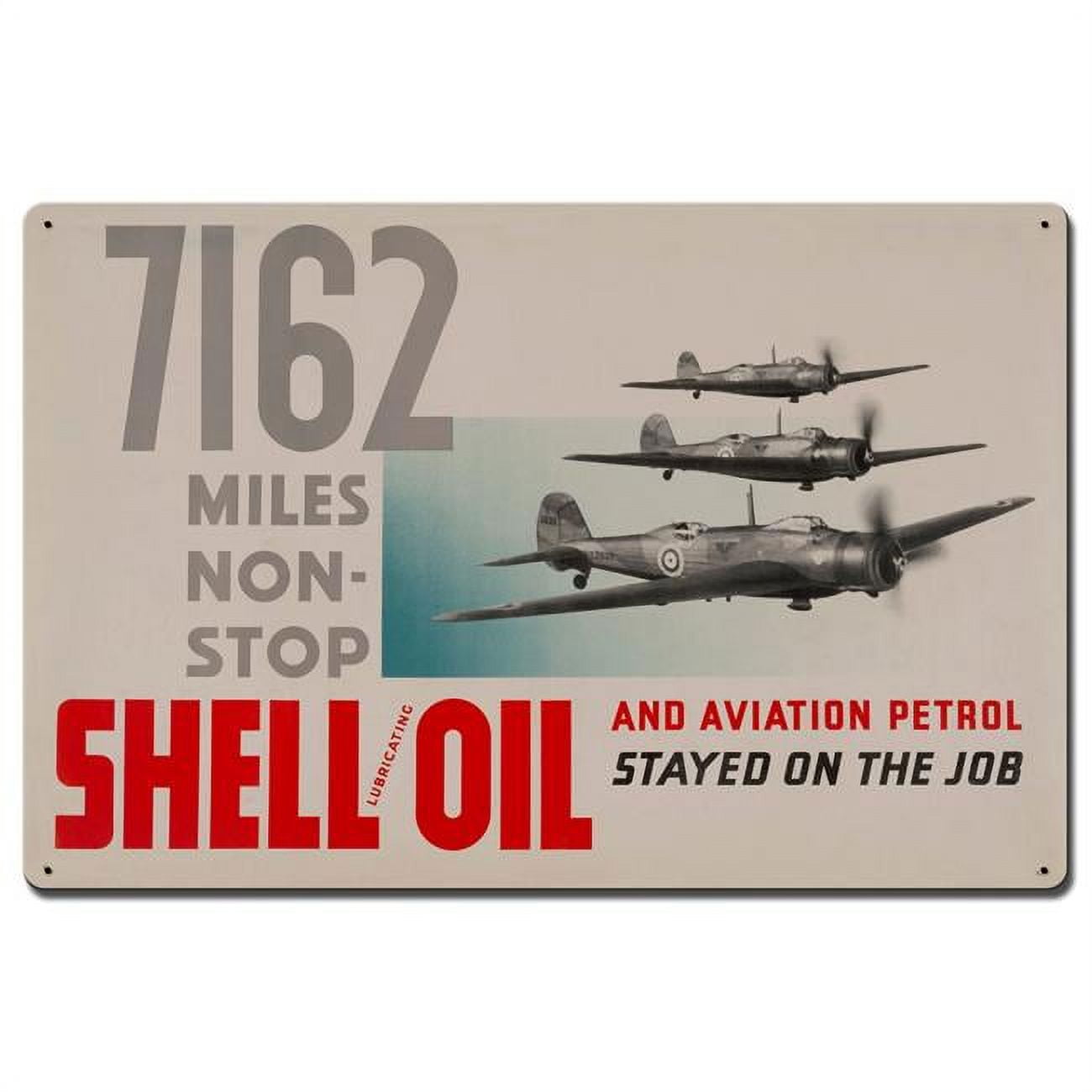 Shell SHL145 16 x 24 in. 7162 Miles Non-Stop Satin Metal Sign - Walmart.com