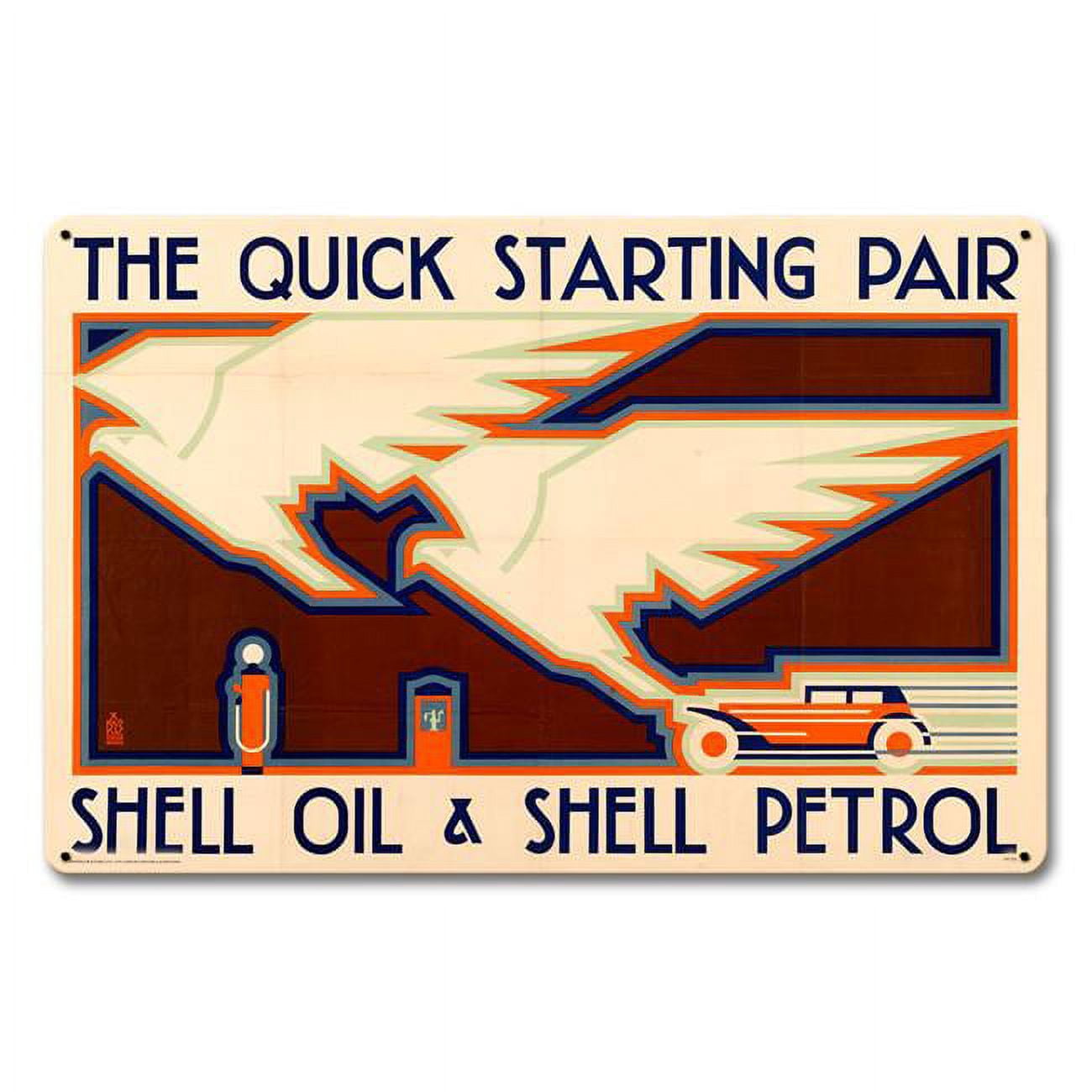 Shell SHL165 12 x 18 in. Quick Starting Birds Satin Metal Sign ...