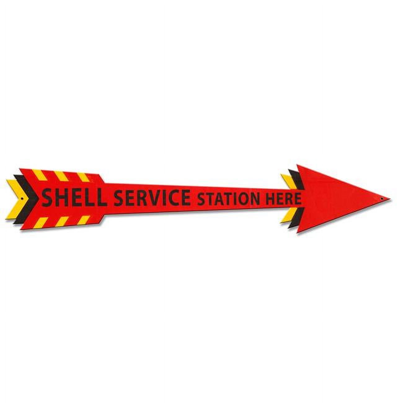 Shell SHL314 28 x 5 in. Shell Service Station Here Arrow Plasma Metal ...