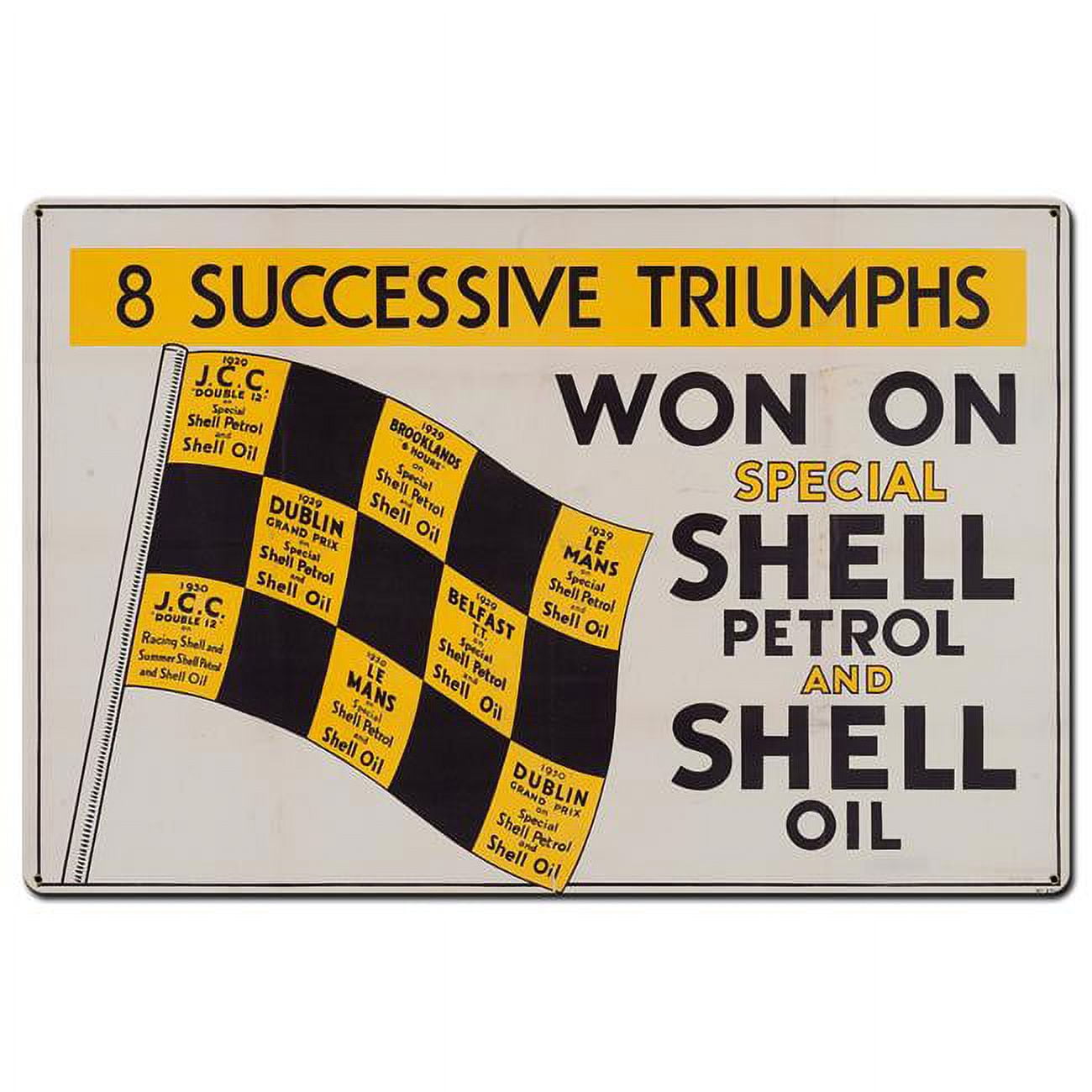Shell SHL356 36 x 24 in. Won On Shell Petrol Oil Satin Metal Sign ...
