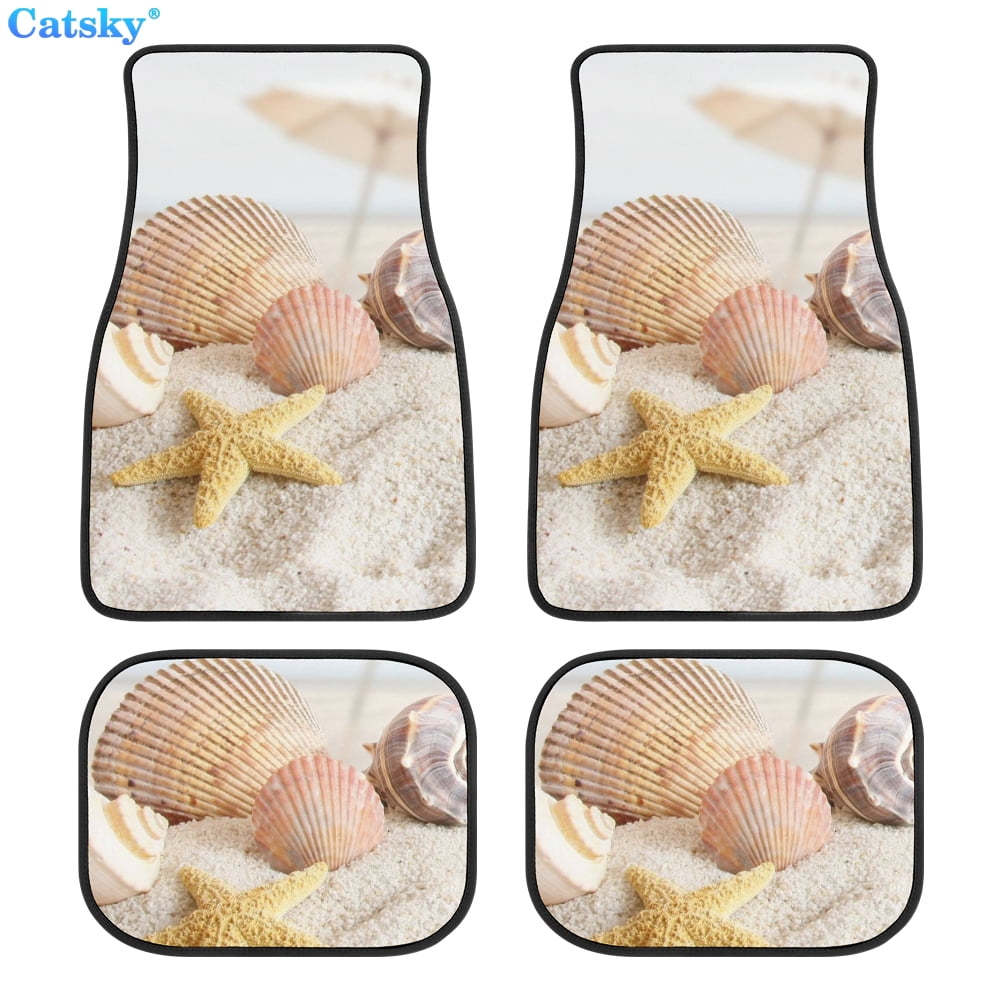 Shell Sand Beach Car Floor Mats Complete Set of 4 Premium Car Front ...